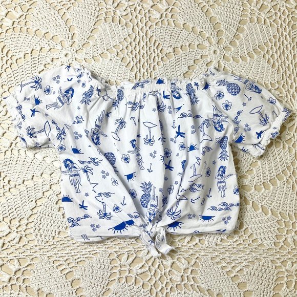 Zara | Shirts & Tops | Zara Girls 5 Nautical Cropped Top Knot Waist ...